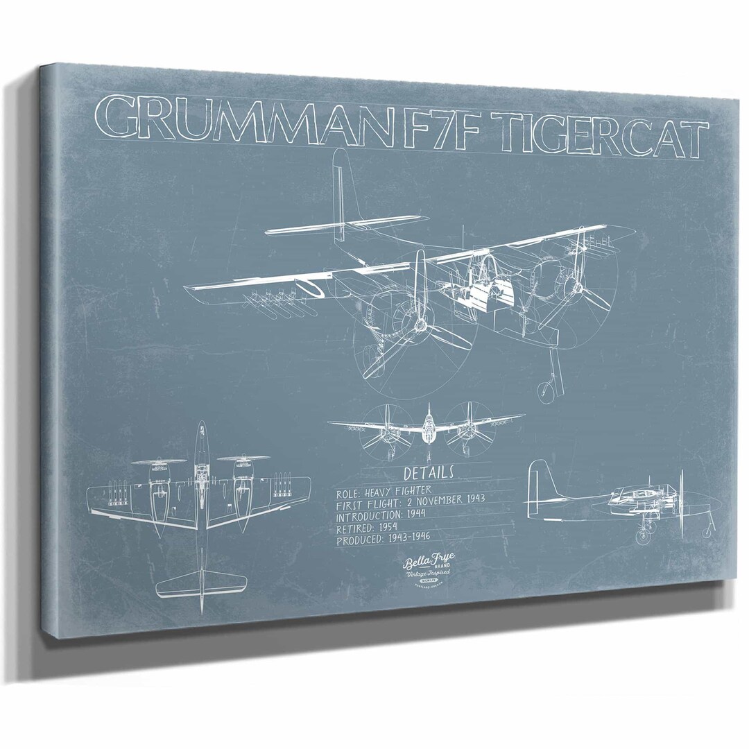 F7F Tigercat Blueprint Wall Art - Original Airplane Print - Etsy