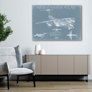Airbus A400M Atlas Aircraft Blueprint Wall Art - Original Aviation ...