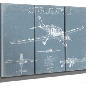 Cirrus SR22 Aircraft Blueprint Wall Art - Original Airplane Print - Etsy
