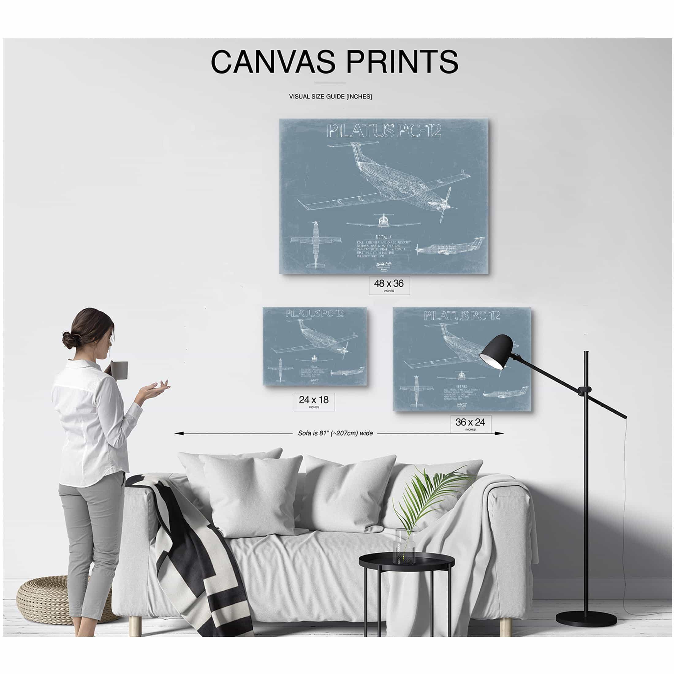 Pilatus PC-12 Aircraft Blueprint Wall Art - Original Aviation Plane ...