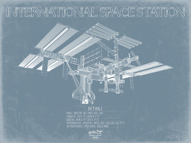 International Space Station Art Vintage Space Artwork - Etsy