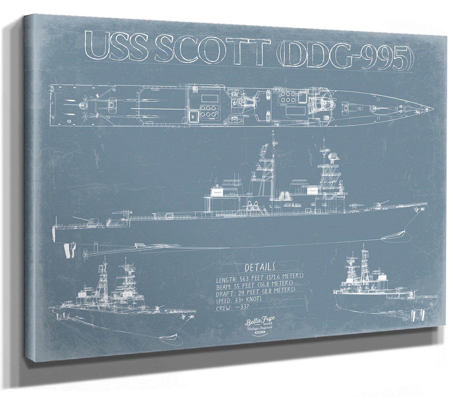 USS Scott (DDG-995) Blueprint Wall Art - Original Destroyer Print - Etsy