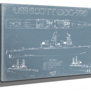 USS Scott (DDG-995) Blueprint Wall Art - Original Destroyer Print - Etsy