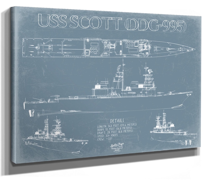 USS Scott (DDG-995) Blueprint Wall Art - Original Destroyer Print - Etsy