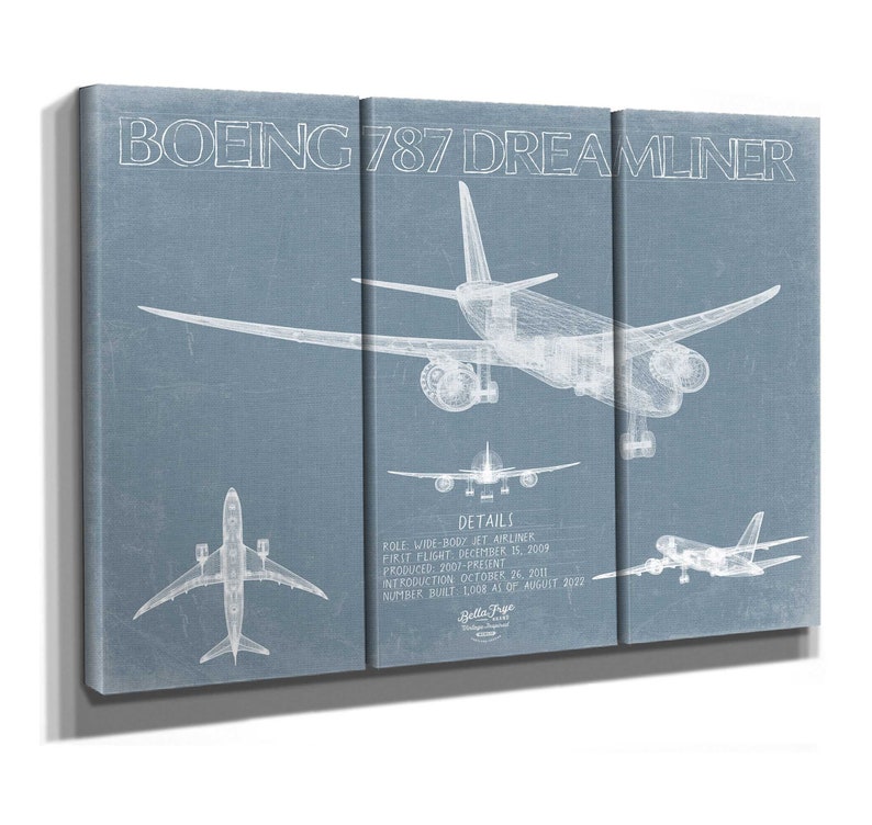 Boeing 787 Dreamliner Aircraft Blueprint Wall Art Original - Etsy