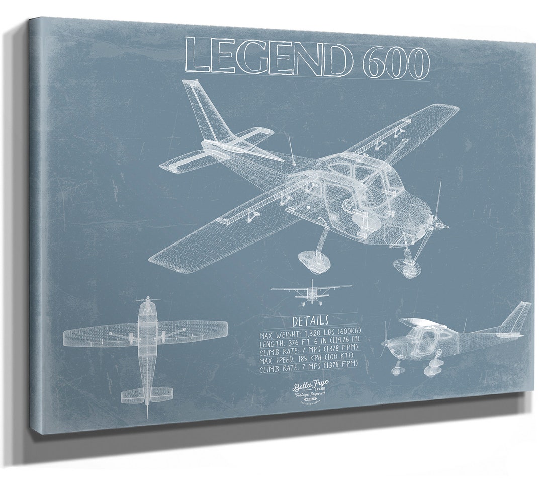 Legend 600 Aircraft Blueprint Wall Art - Original Aviation Plane Print ...