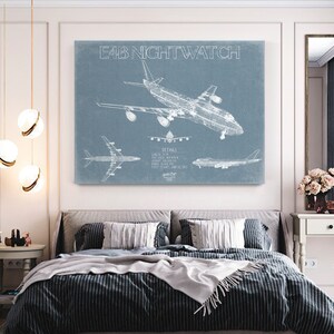 Boeing E4B Nightwatch Aircraft Blueprint Wall Art - Original Aviation ...