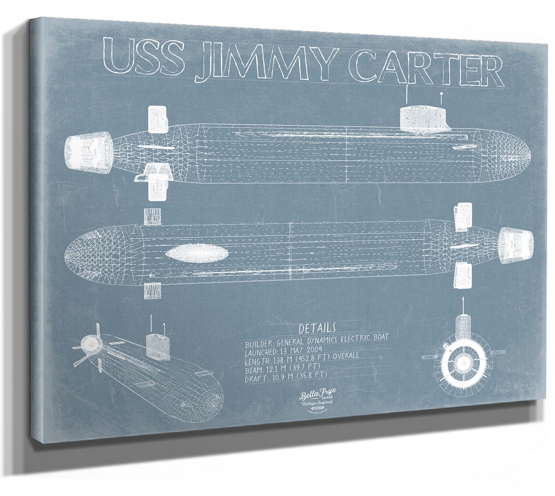 USS Jimmy Carter (SSN-23) Blueprint Wall Art - Original Submarine Print ...
