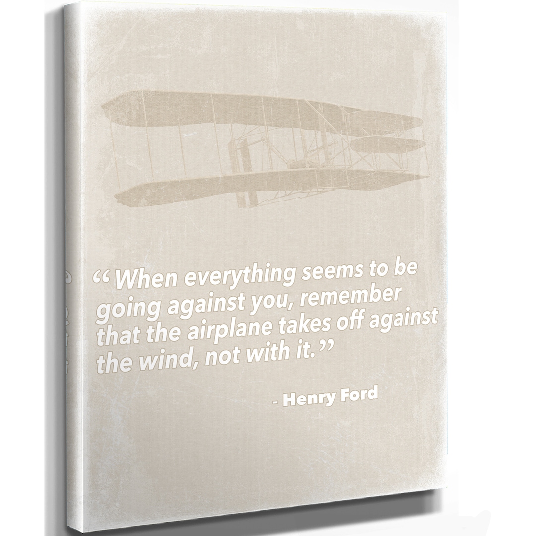 Henry Ford Inspirational Pilot Quote Wall Art - Airplane Takes off ...