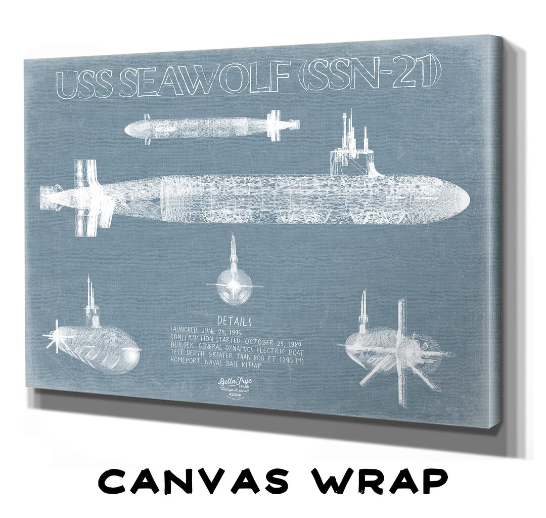 USS Seawolf SSN-21 Blueprint Wall Art Original Submarine - Etsy