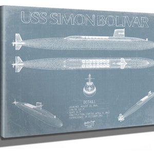 USS Simon Bolivar (SSBN-641) Blueprint Wall Art - Original Submarine ...