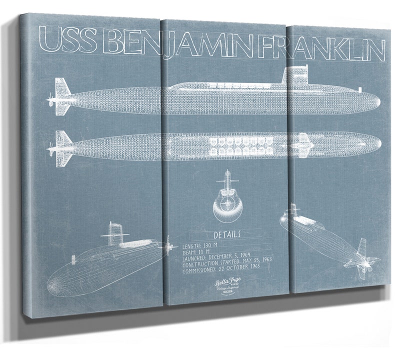 USS Benjamin Franklin SSBN-640 Blueprint Wall Art Original - Etsy