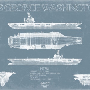 USS George Washington (CVN-73) Blueprint Wall Art - Original Carrier ...