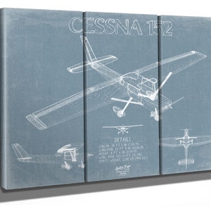 Cessna 152 Aircraft Blueprint Wall Art - Original Airplane Print - Etsy