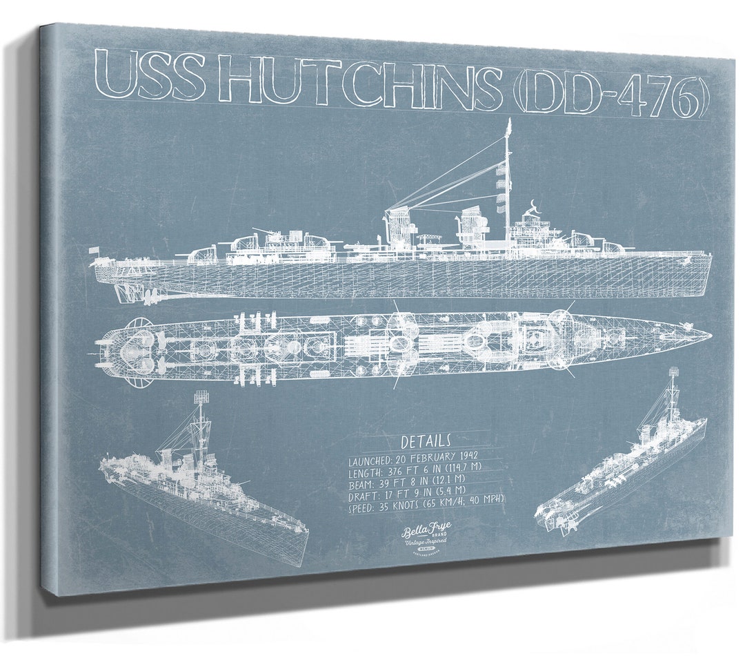 USS Hutchins (DD-476) Blueprint Wall Art - Original Destroyer Print - Etsy