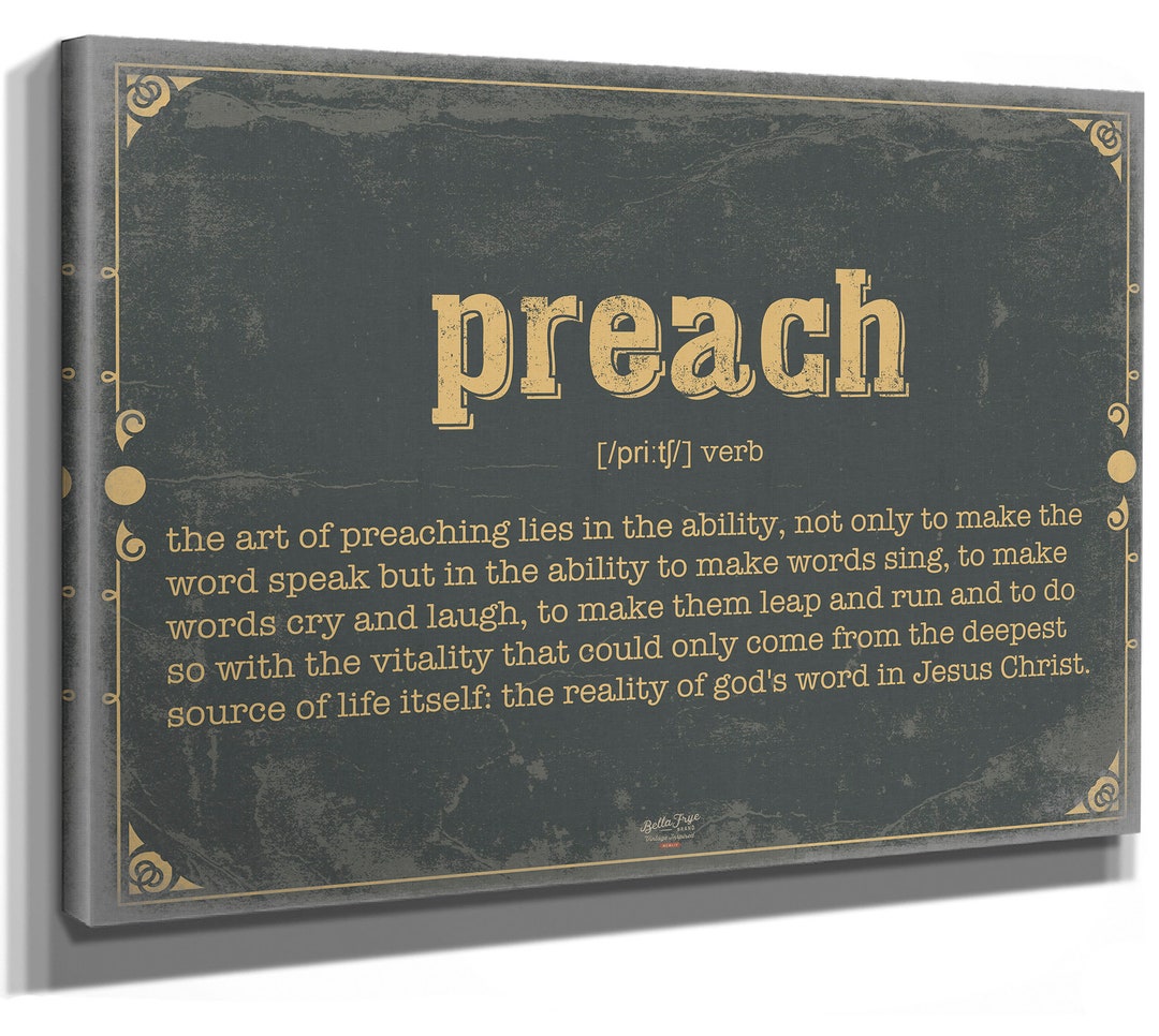 Preach Word Definition Wall Art - Gift for Preach Dictionary Artwork - Etsy