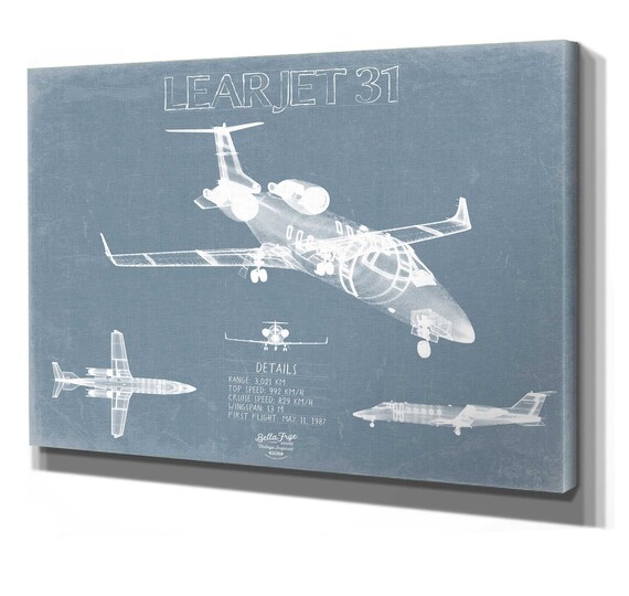 Learjet 31 Aircraft Blueprint Wall Art Original Airplane - Etsy