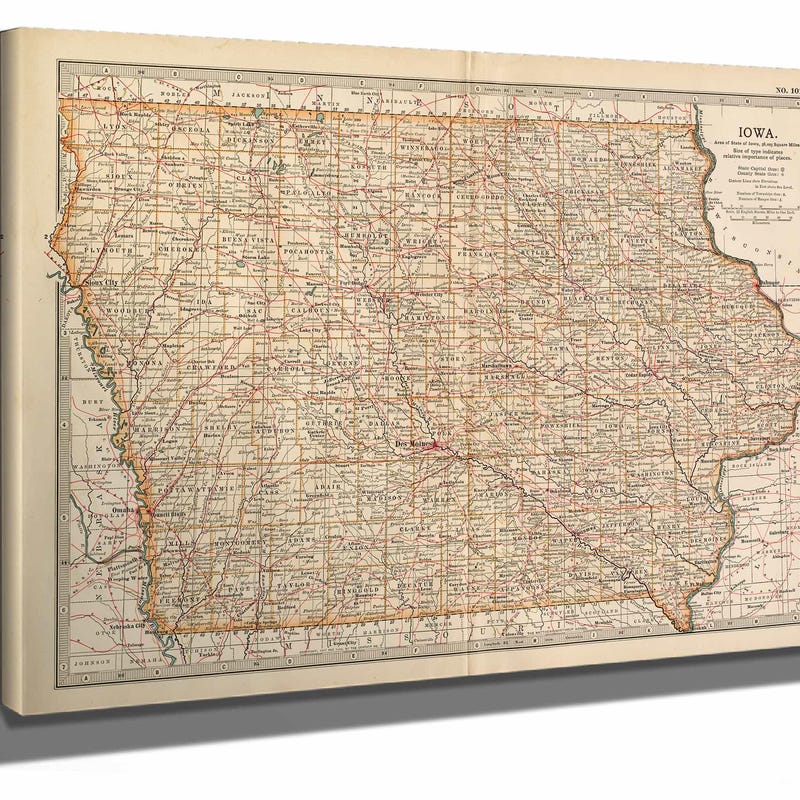 Map of Iowa - Etsy