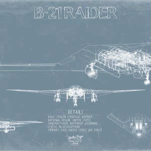 B-21 Raider Blueprint Wall Art - Original Bomber Print - Etsy