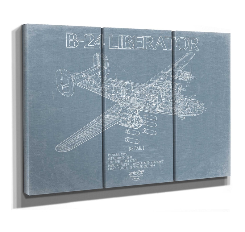 B-24 Liberator Aircraft Blueprint Wall Art Original Aviation - Etsy