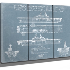 USS Essex (LHD-2) Blueprint Wall Art - Original Amphibious Assault Ship ...
