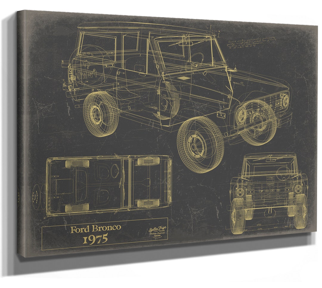 Vintage 1975 Ford Bronco Car Model Print, Gifts for Him, Original ...