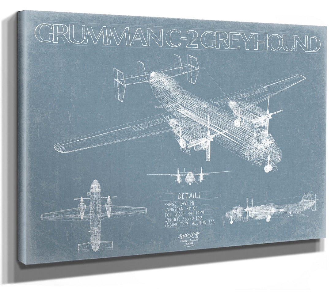 Grumman C-2 Greyhound Aircraft Blueprint Wall Art - Original Cargo ...