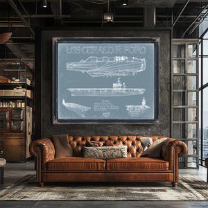USS Gerald R. Ford Blueprint Wall Art - Original Carrier Print - Etsy