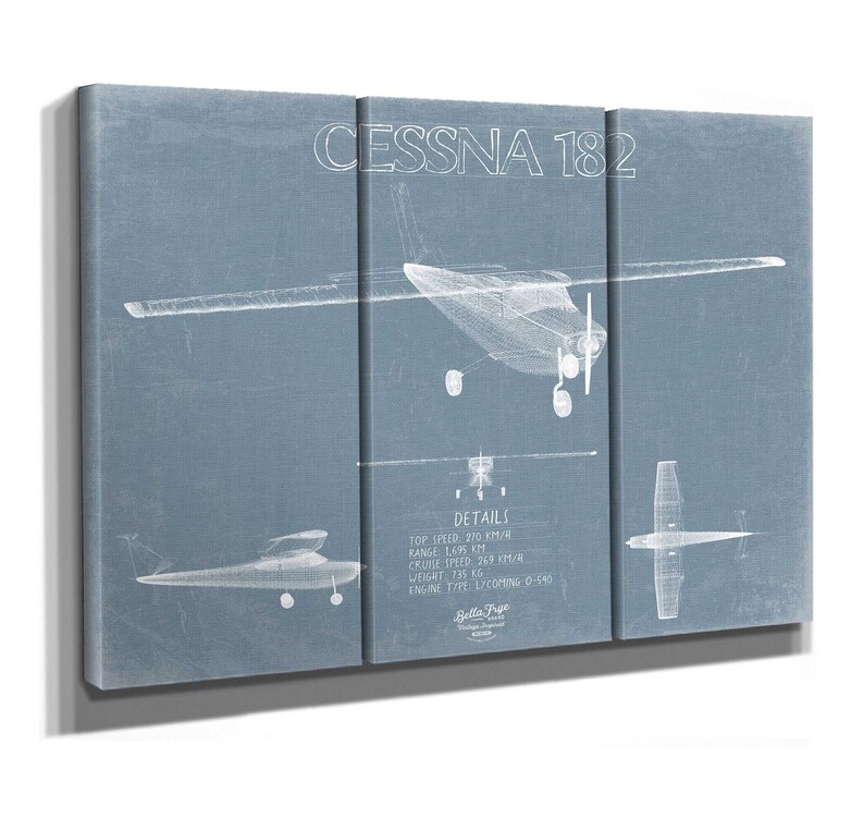 Cessna 182 Skylane Aircraft Blueprint Wall Art Original - Etsy