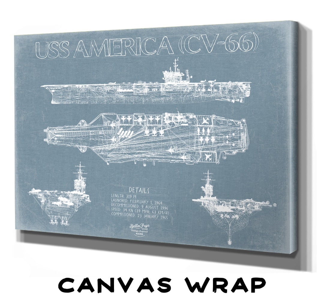 USS America (CV-66) Supercarrier Blueprint Wall Art - Original Carrier ...