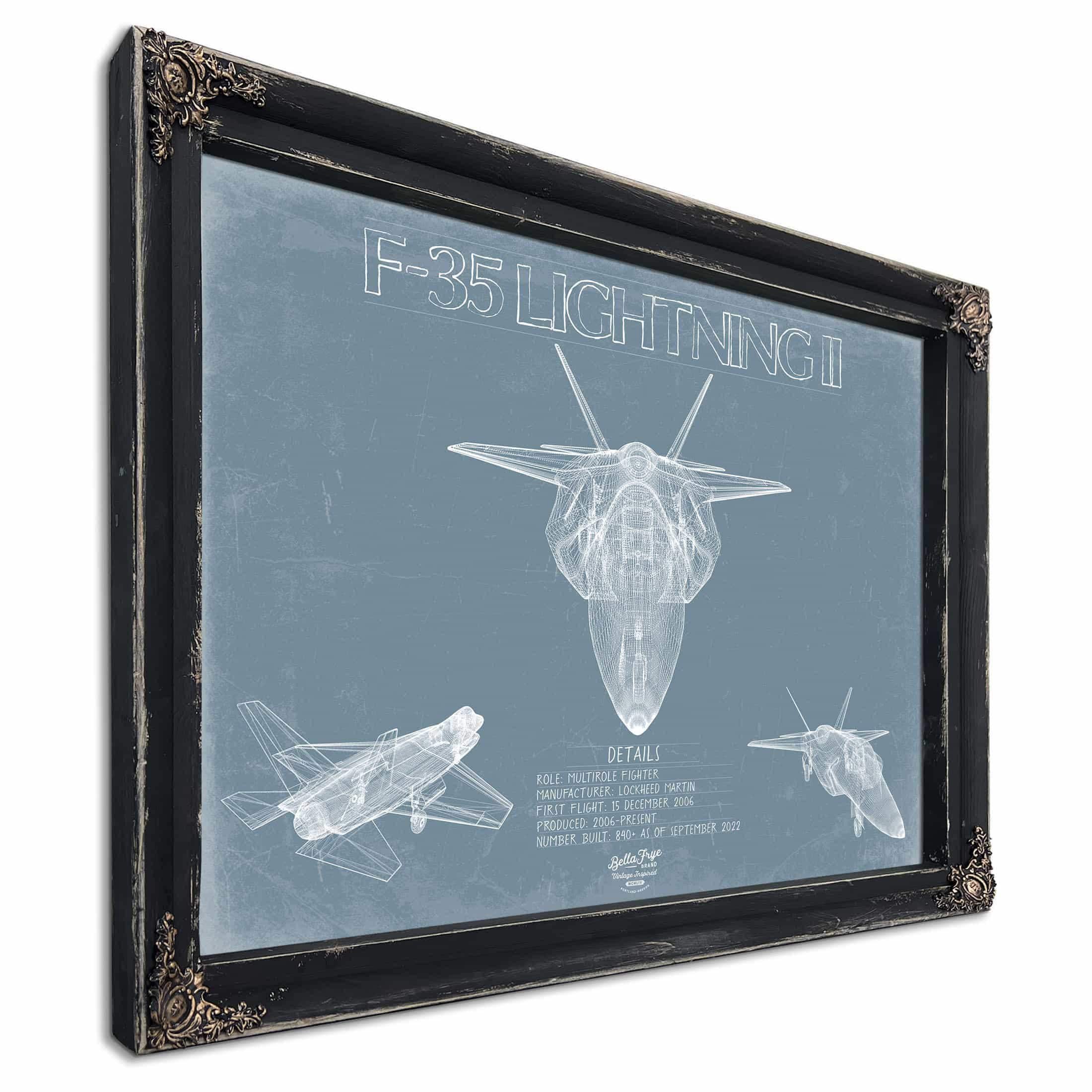 F-35 Lightning II Aircraft Blueprint Wall Art - Original Fighter Plane ...