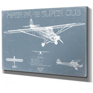Piper PA-18 Super Cub Aircraft Blueprint Wall Art - Original Airplane ...