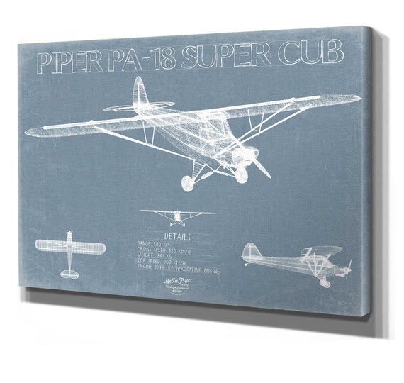 Piper PA 18 Super Cub Aircraft Blueprint Wall Art Original - Etsy