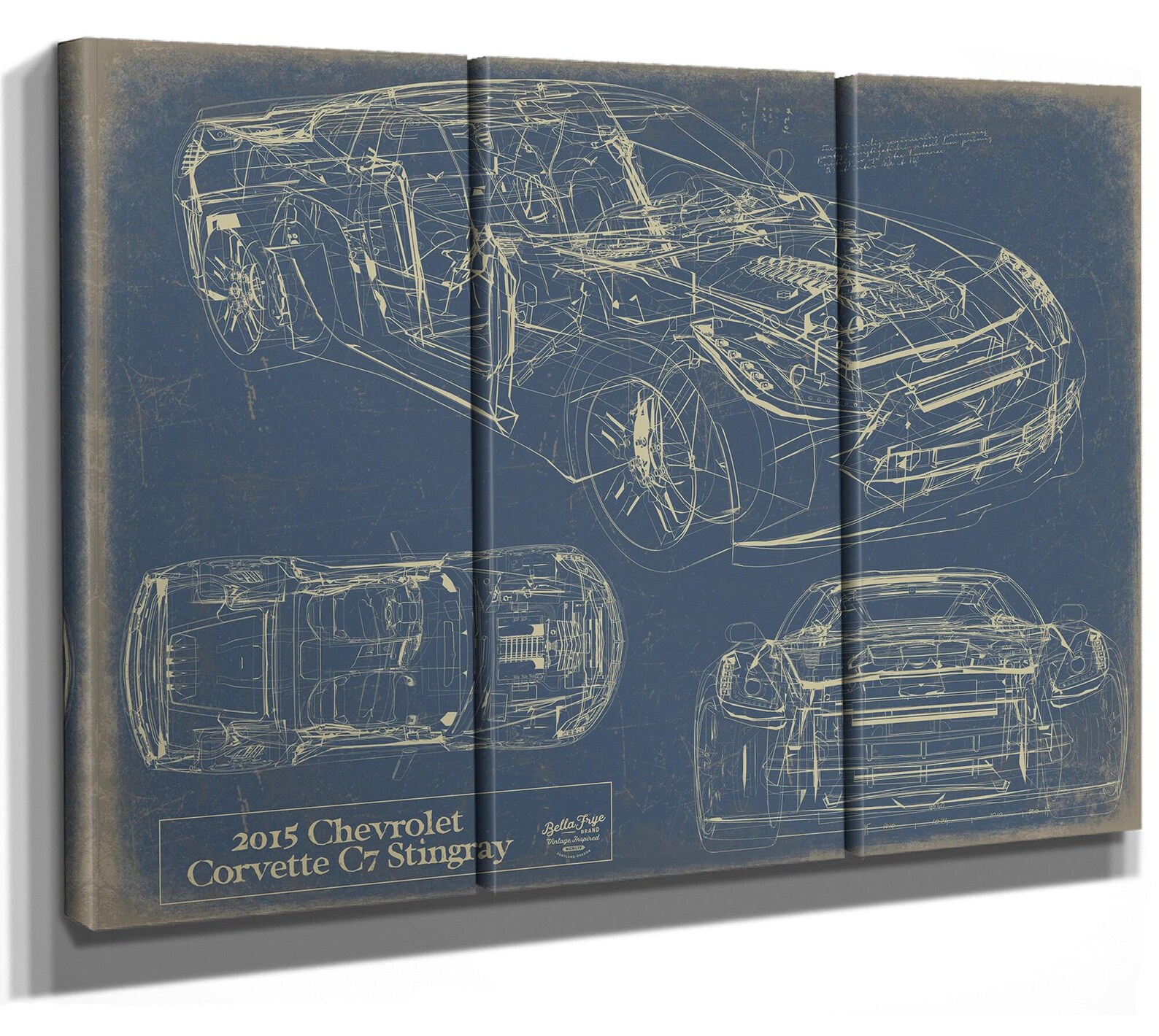 2015 Corvette C7 Stingray Blueprint Art: Framed Canvas Print - Etsy