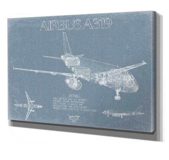 Airbus A319 Aircraft Blueprint Wall Art Original Aviation - Etsy UK
