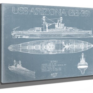 USS Arizona BB-39 - Blueprint Wall Art - Original Battleship Print - Etsy