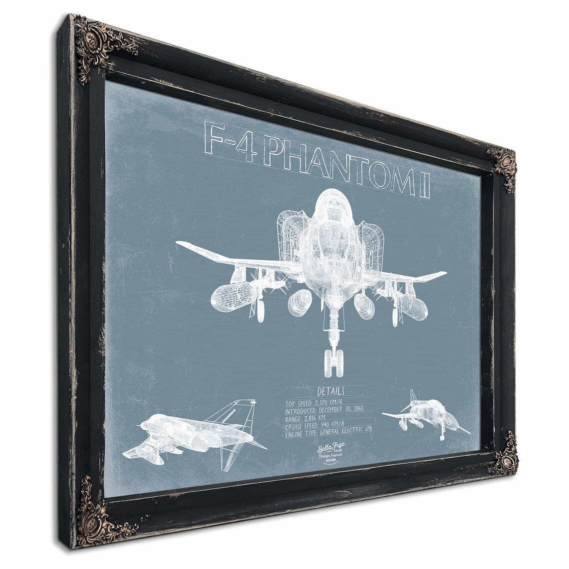 F-4 Phantom II Aircraft Blueprint Wall Art - Original Fighter Plane ...