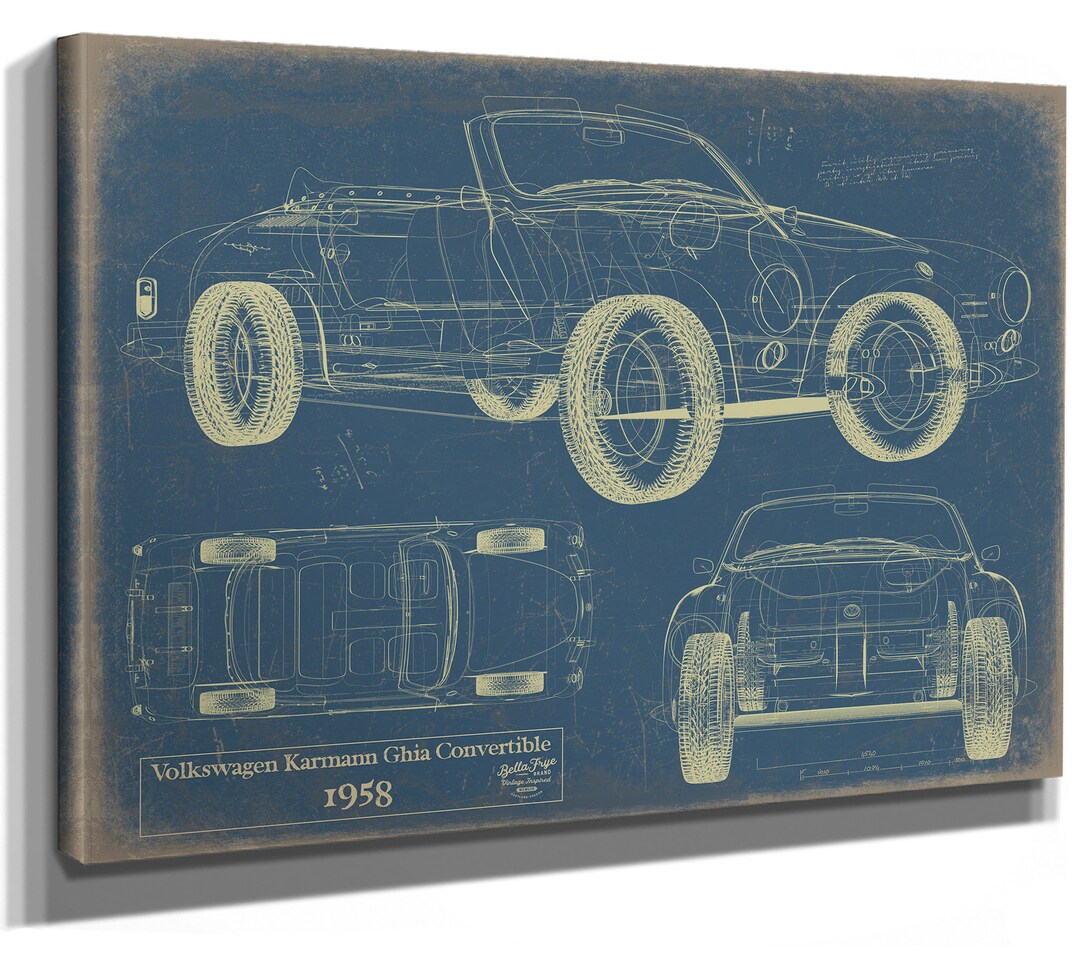 Vintage 1958 Convertible Car Blueprint Gifts for Husband Original ...