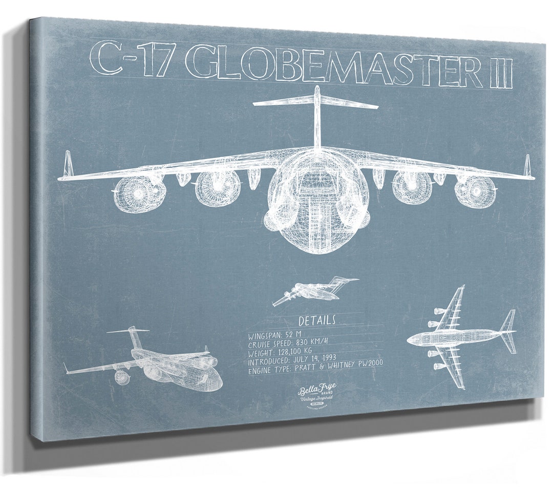 Boeing C-17 Globemaster III Aircraft Blueprint Wall Art - Original ...