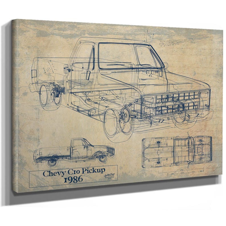 1986 Chevy C10 Blueprint Art: Vintage Car Model Print - Etsy