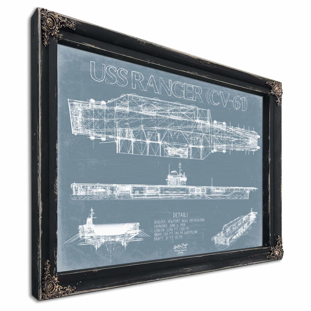 USS Ranger (CV-61) Blueprint Wall Art - Original Carrier Print - Etsy