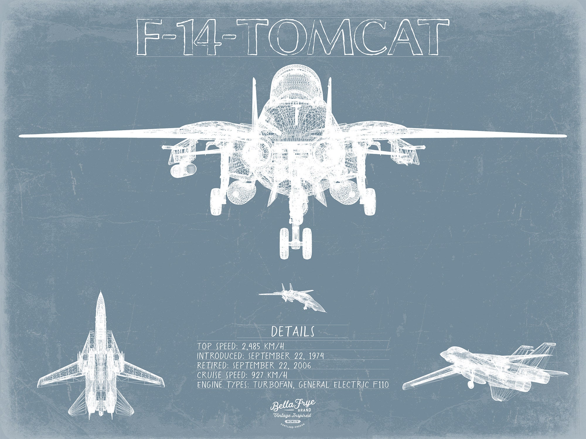 F-14 Tomcat Top Gun Aircraft Blueprint Wall Art Original - Etsy Australia