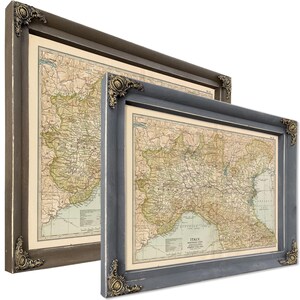 Framed Italy Vintage Map - Ornate Embellishment Frame With Print - Etsy