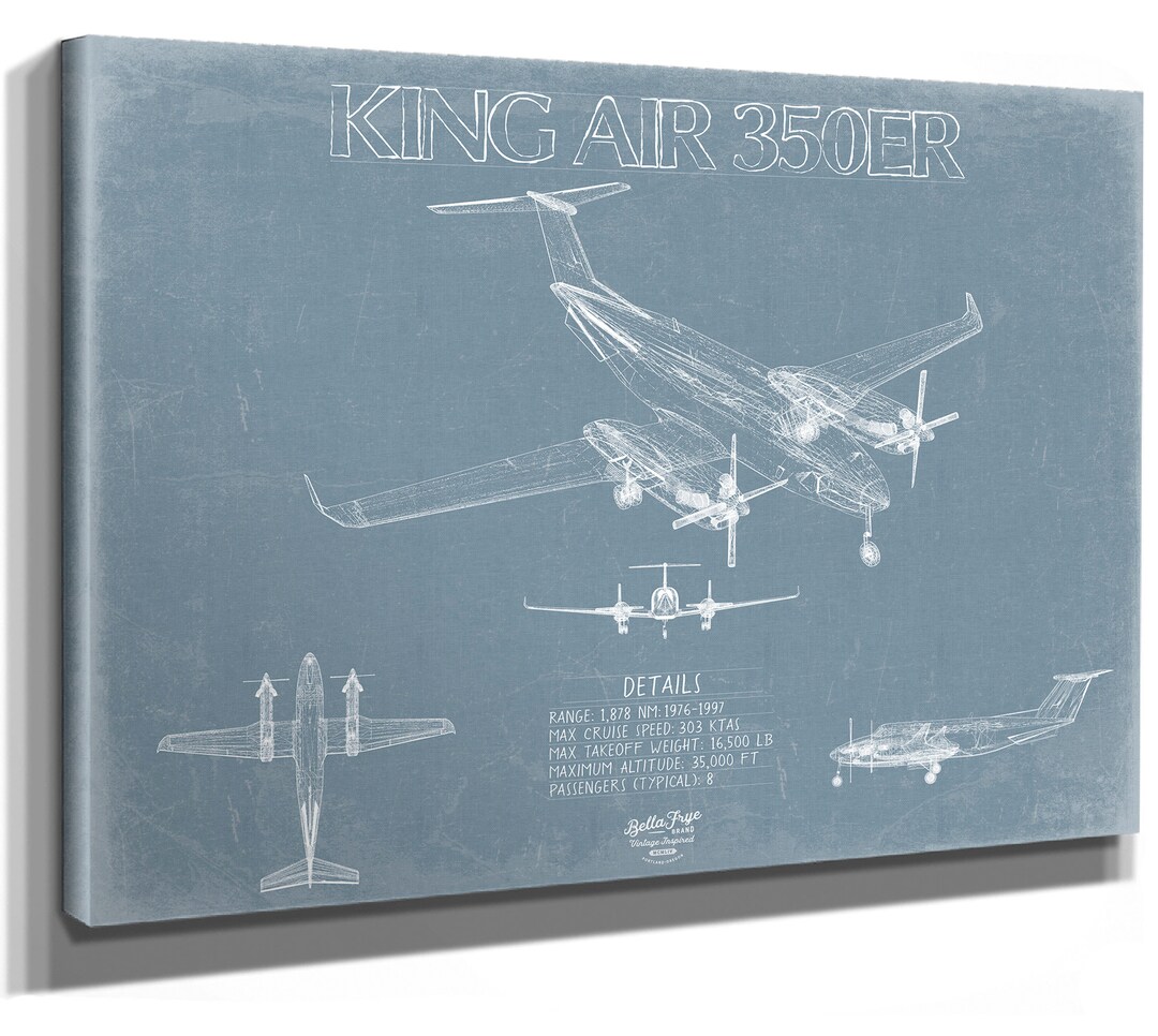 Beechcraft King Air 350ER Aircraft Blueprint Wall Art - Original ...