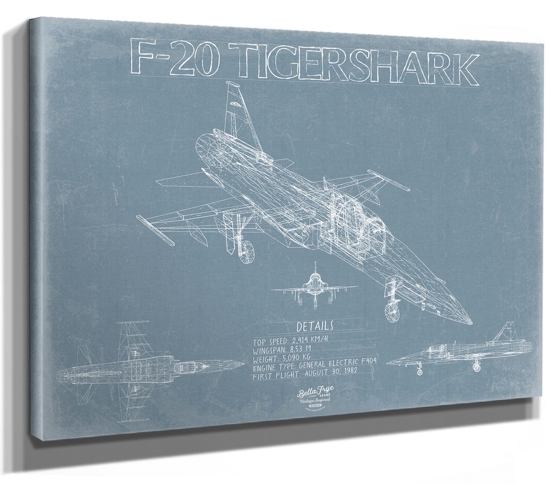 Northrop F-20 Tigershark Aircraft Blueprint Wall Art - Original Fighter ...