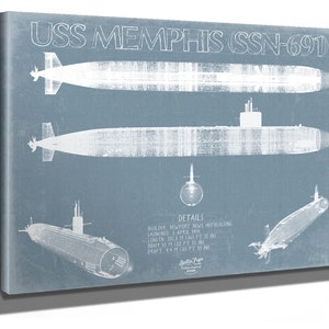 USS Memphis (SSN-691) Blueprint Wall Art - Original Submarine Print - Etsy
