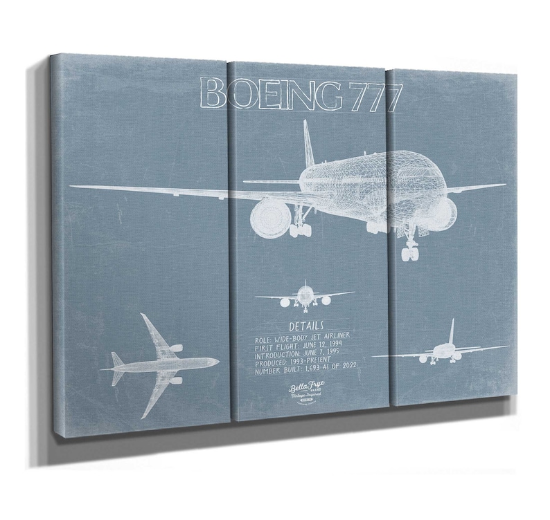 Boeing 777 Aircraft Blueprint Wall Art Original Aviation - Etsy