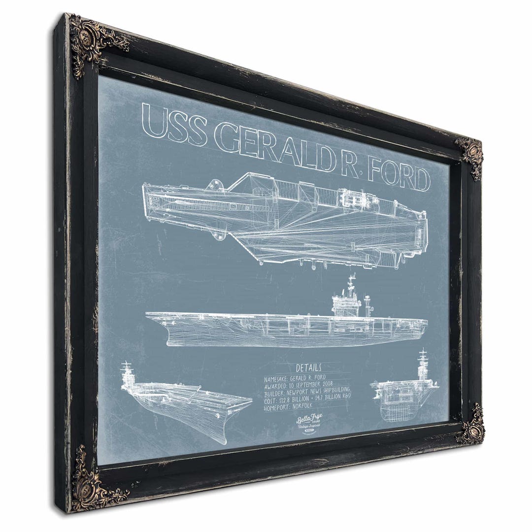 USS Gerald R. Ford Blueprint Wall Art - Original Carrier Print - Etsy