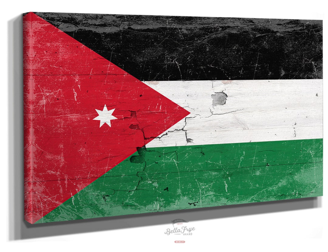 Jordan Flag Wall Art Vintage Jordan Flag Sign Weathered Wood Style on ...