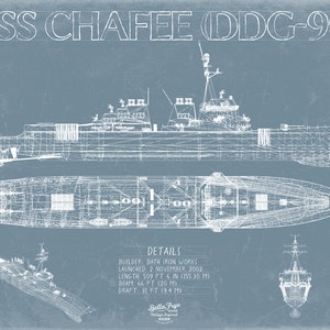 USS Chafee (DDG-90) Blueprint Wall Art - Original Guided-missile ...